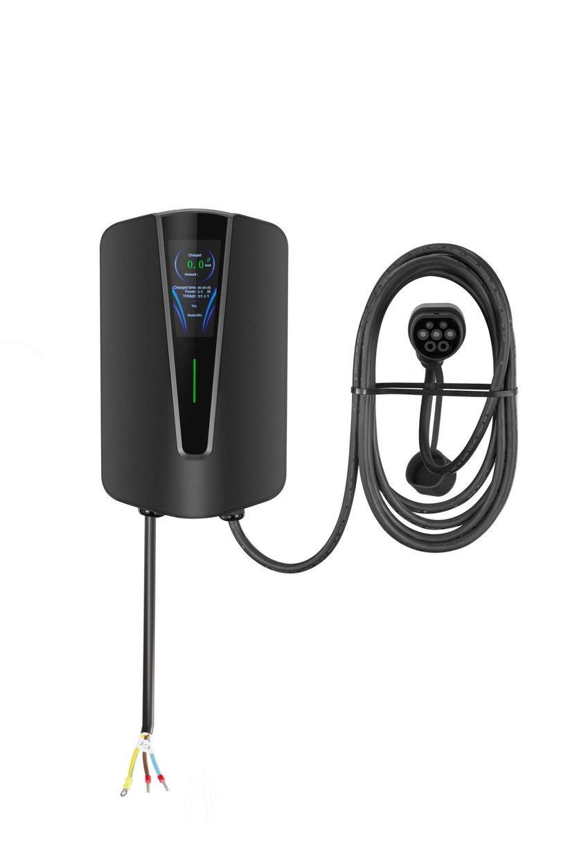 Type 2 Smart Wall Mount EV Charger W/ 4.3-Inch LED Screen | 7/11/22KW ...