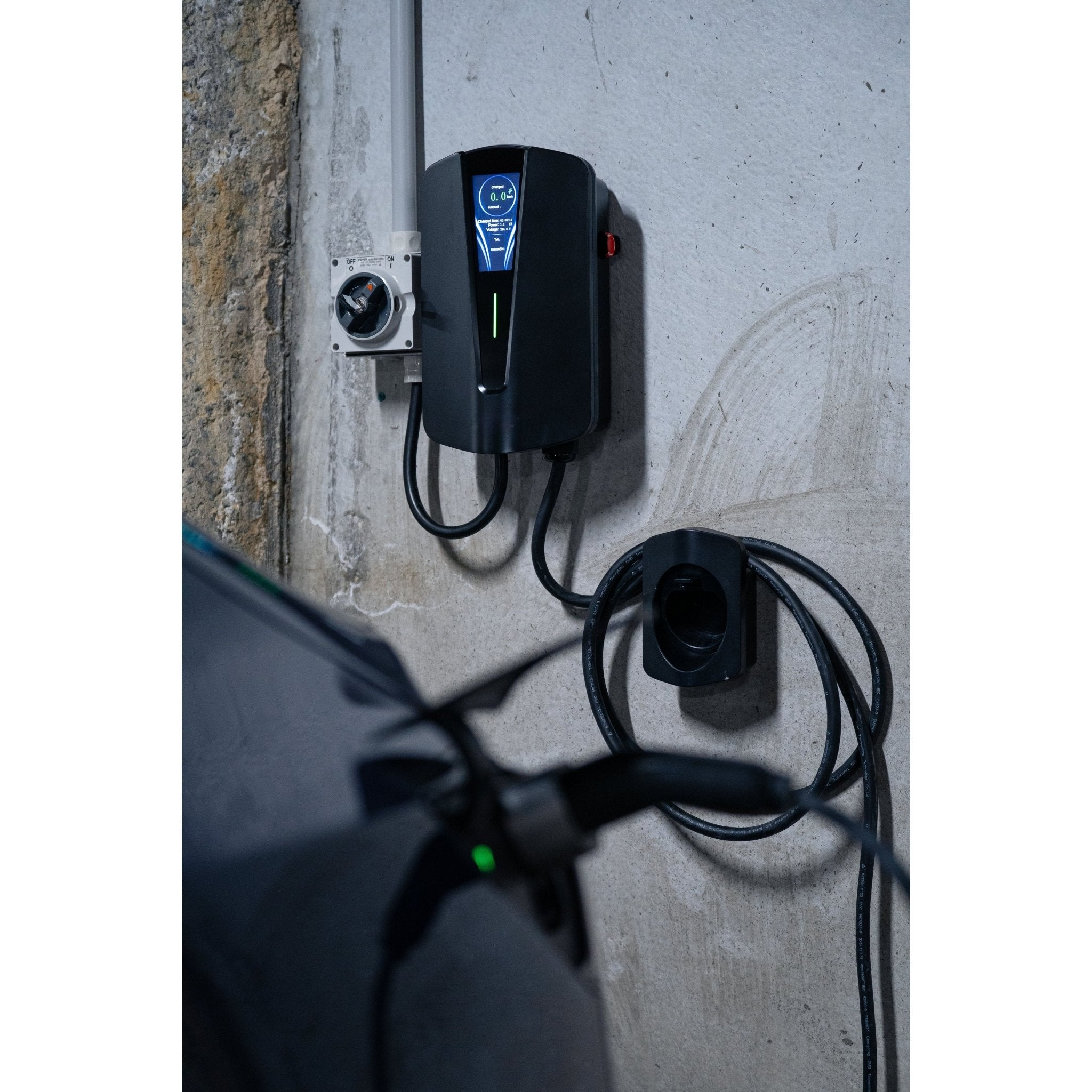 Type 2 Smart Wall Mount EV Charger W/ 4.3-Inch LED Screen | 7/11/22KW ...